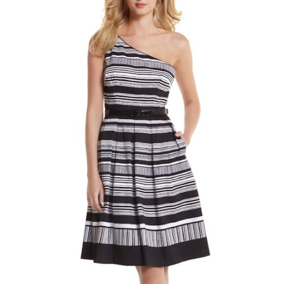White House Black Market | Dresses | Whbm Blackwhite Striped One Shoulder Dress | Poshmark